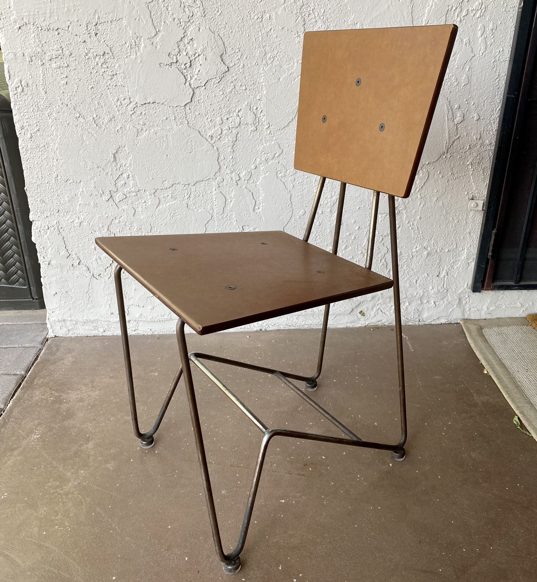 Angled Steel / Wood Modernist / Industrial Dining Chairs By Bruce ...