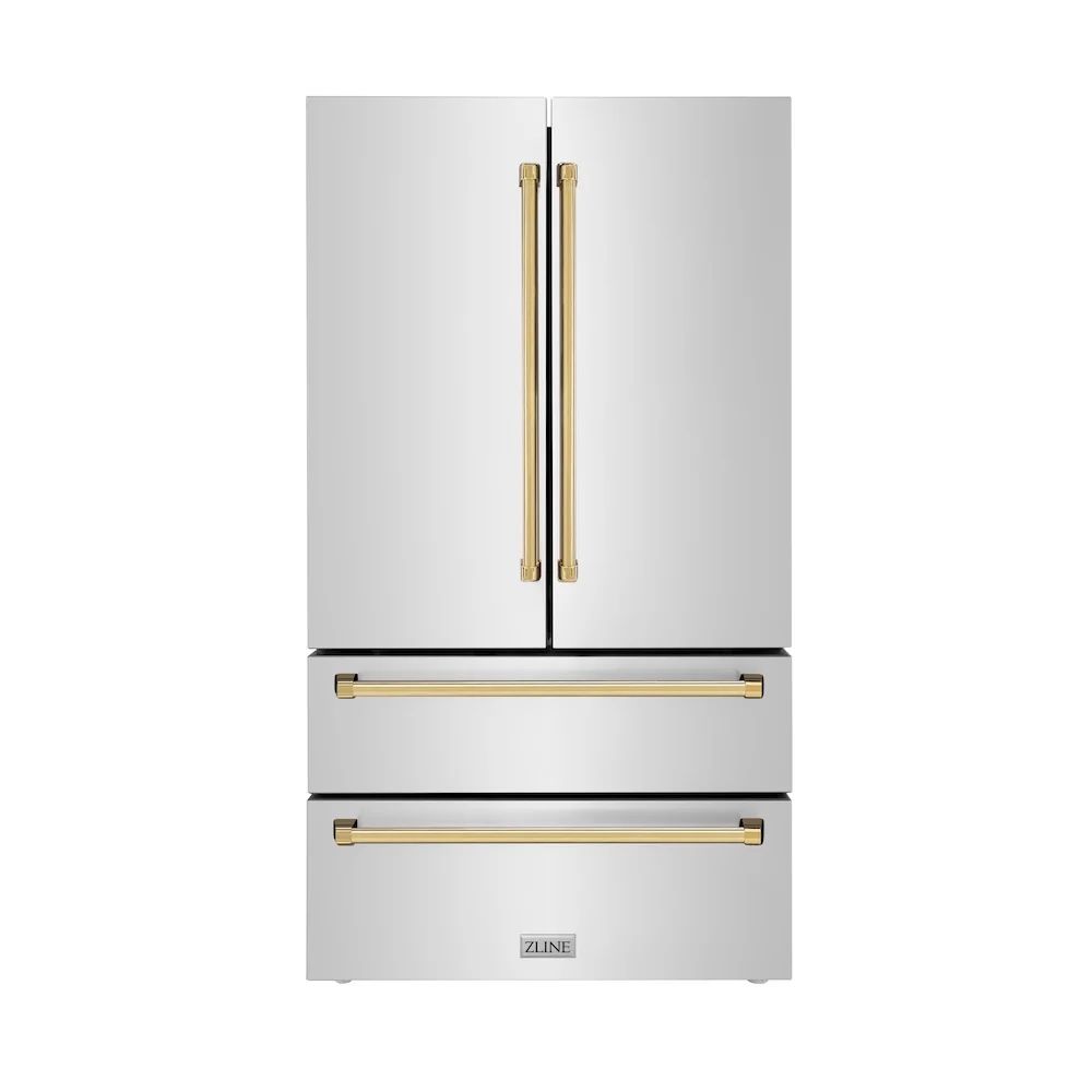 New In Box Stainless Steel 4 Door Z Line Refrigerator Gold Hardware for ...
