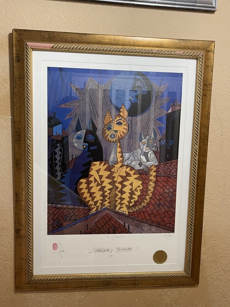 JESUS FUERTES "TRES GATOS EN EL TEJADO " HAND SIGNED LITHOGRAPH 2004 ...