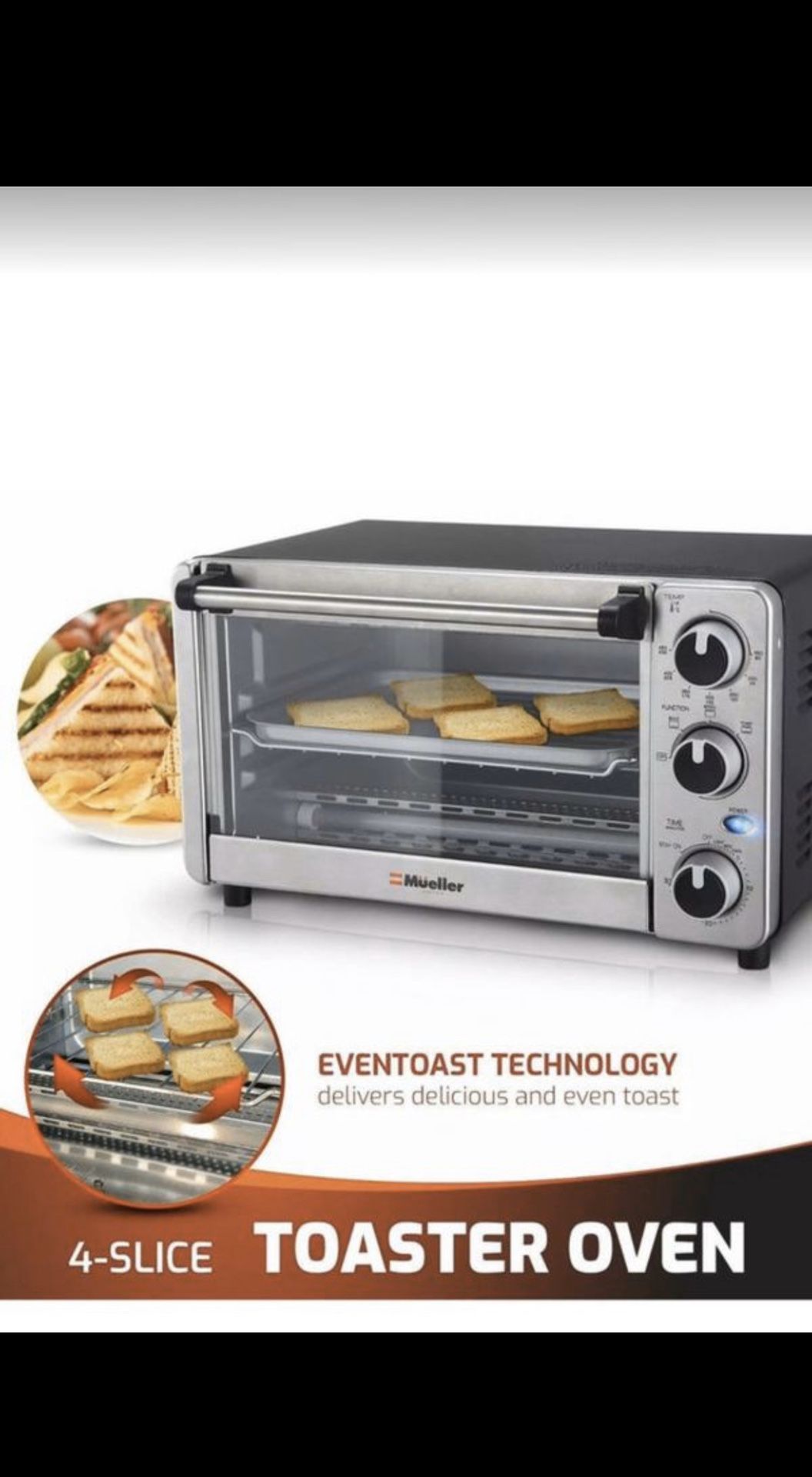 Toaster Oven 4 Slice, Multi-function Stainless Steel with Timer - Toast ...