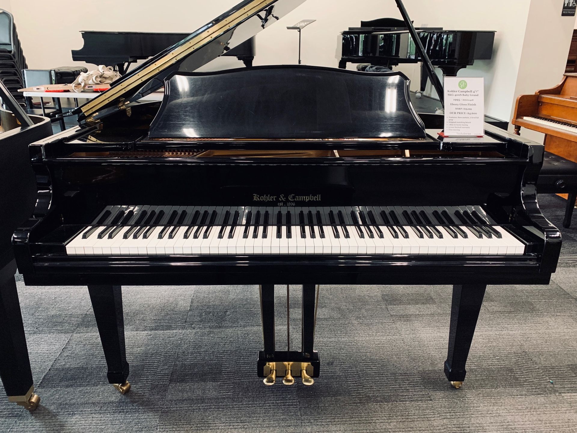 Kohler & Campbell SKG-400s Baby Grand Piano (4ft 7in) in Ebony Gloss ...