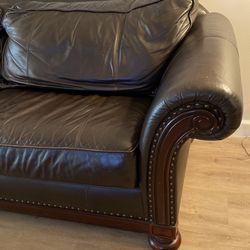 Bernhardt Leather Sofa With Nailhead Trim | Cabinets Matttroy