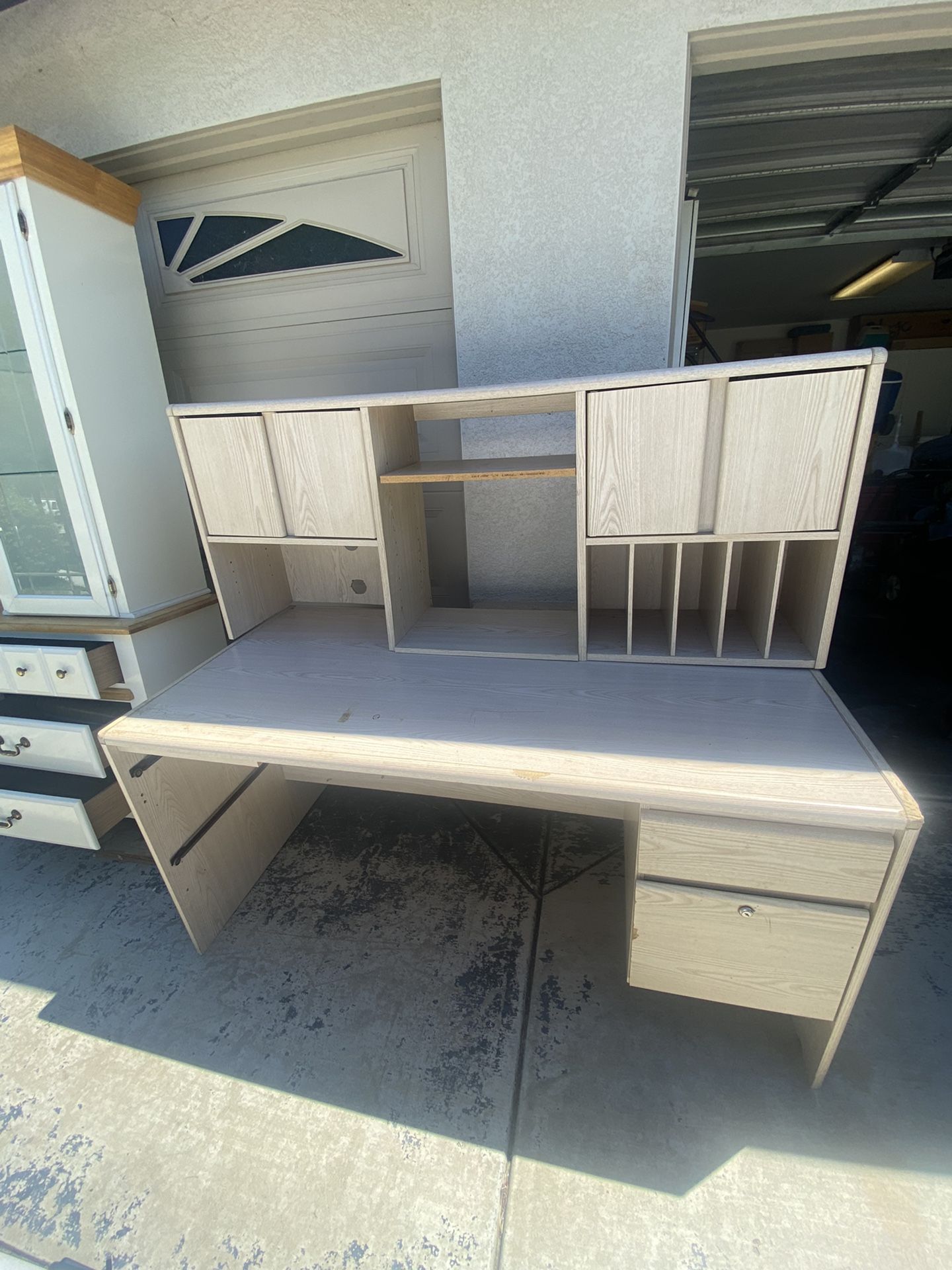 Masterful/Unique Addition - Office Desk w/ Cabinet Hutch Shelf for Sale ...
