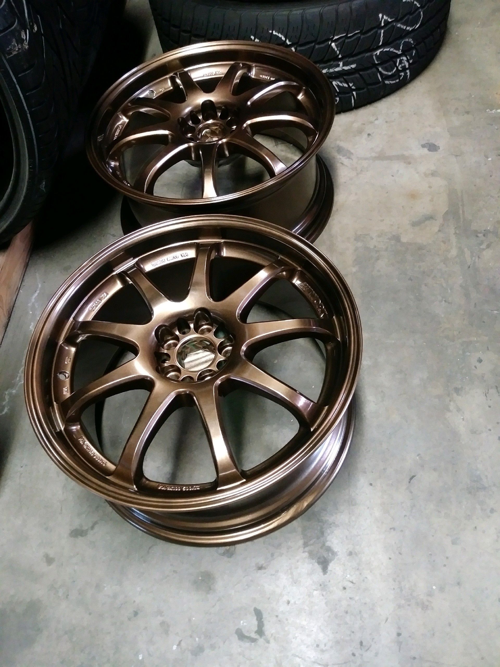 18x8 35et 5X100 WORK EMOTION D9R -LIKE NEW! BRONZE CHROME WITH WORK LUG NUTS for Sale in Carson ...