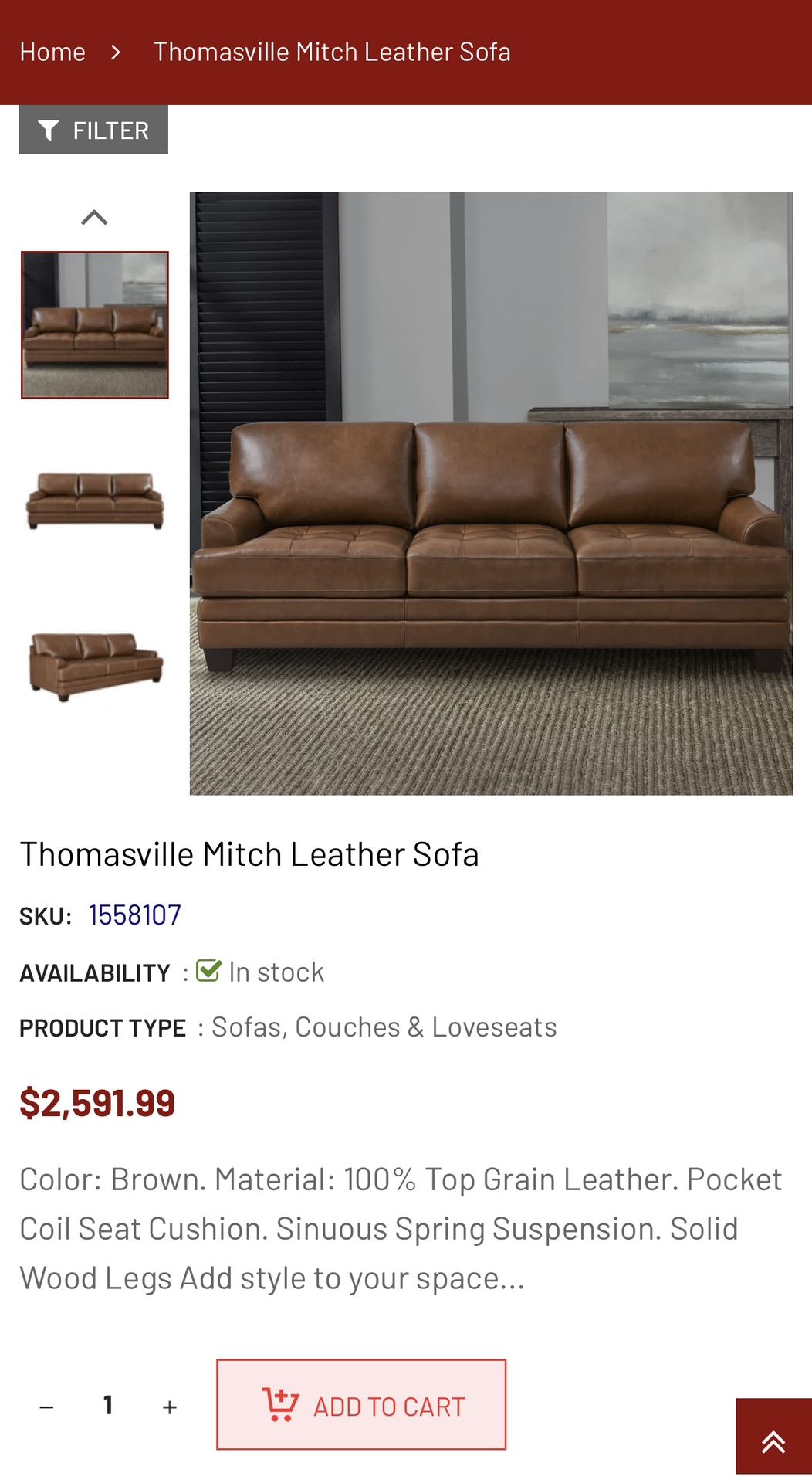Brown Leather Sofas By Thomasville Furniture