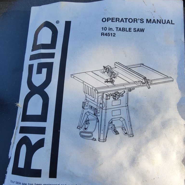 Ridgid R4512 Table Saw Manual