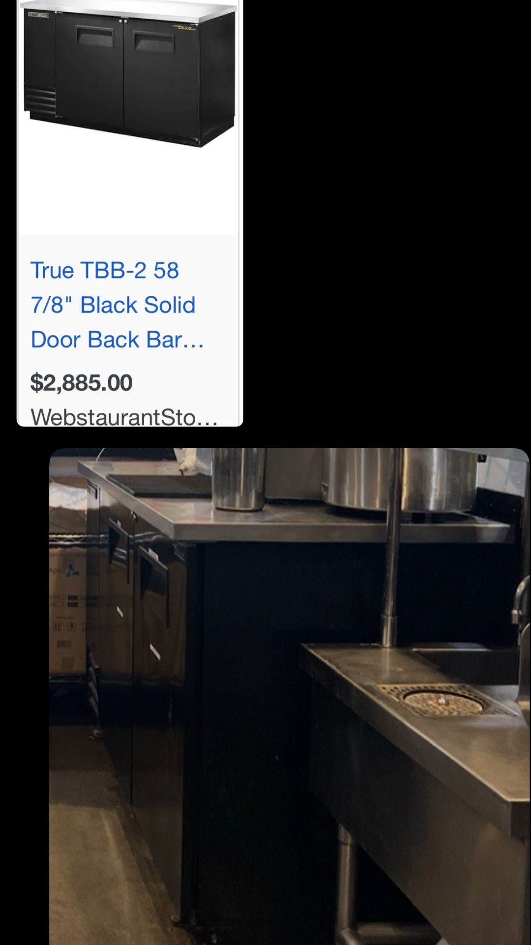 BACK BAR CABINET, REFRIGERATED 59 in. True Refrigeration TBB-2-HC BLK ...