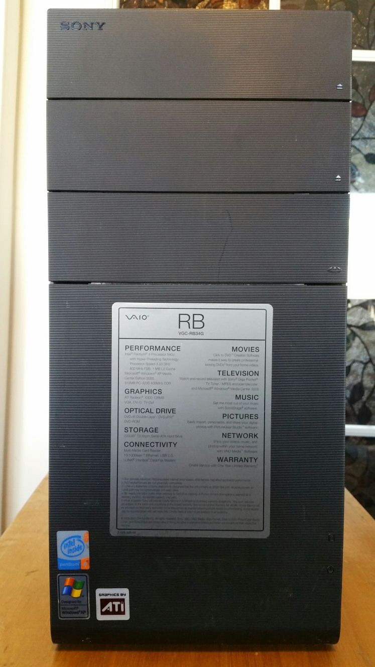 Used Sony Vaio Desktop Computer with Windows XP Media Center Edition ...