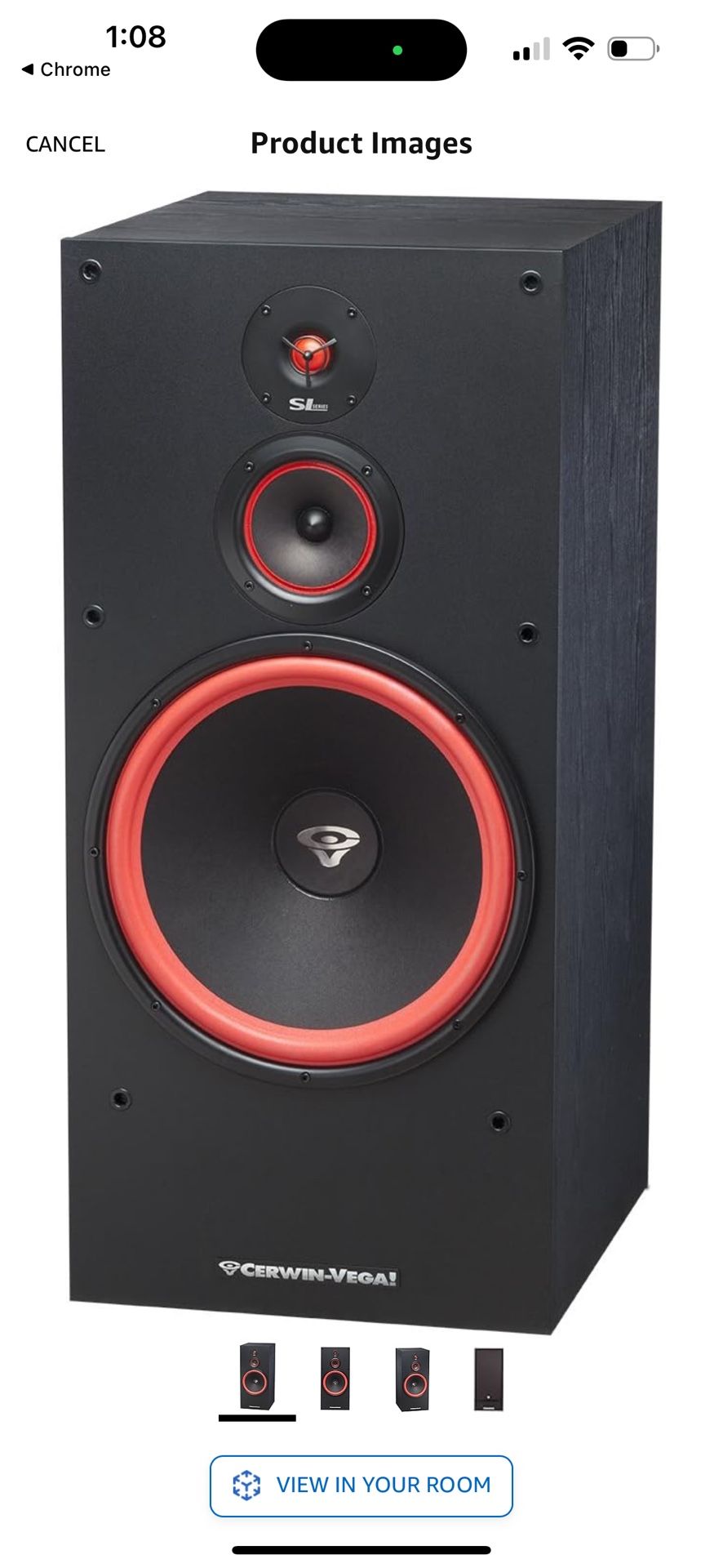 Cerwin Vega SL-15 15" 3-Way Floor Speaker - 15" woofer, 5 1/4" Mid Driver, 1" Soft Dome Tweeter ...