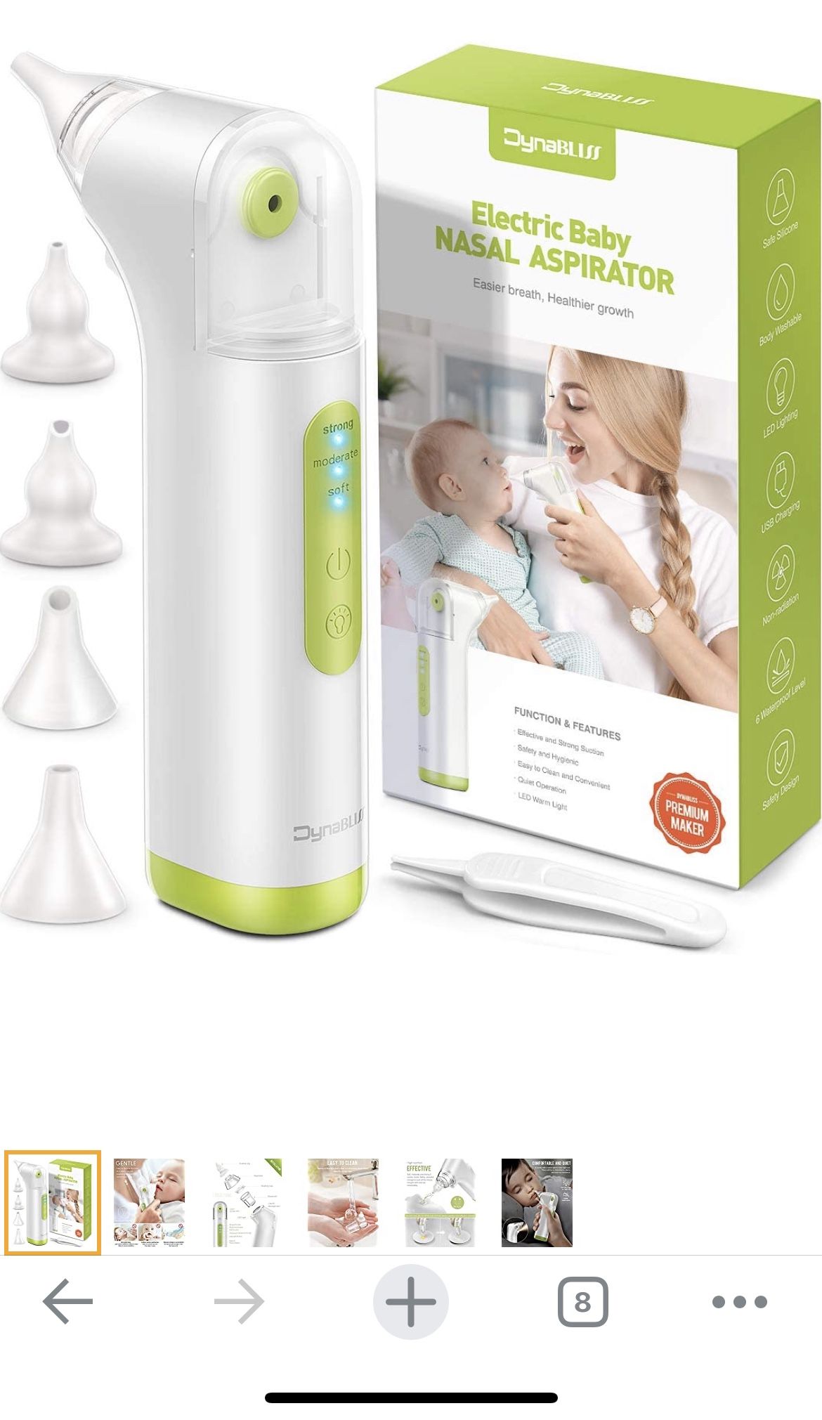 Nasal Aspirator for Baby, DynaBliss Electric Baby Nose Sucker ...