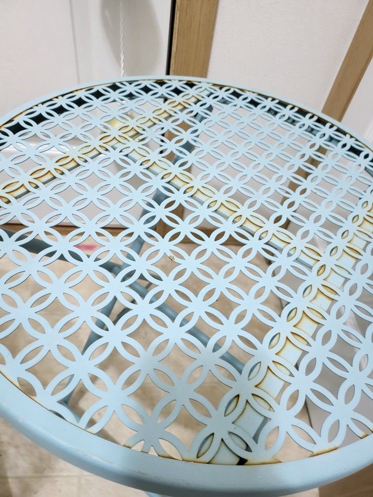 2 Blue Metal Outdoor Patio Side Tables / Stools for Sale in Lynnwood ...