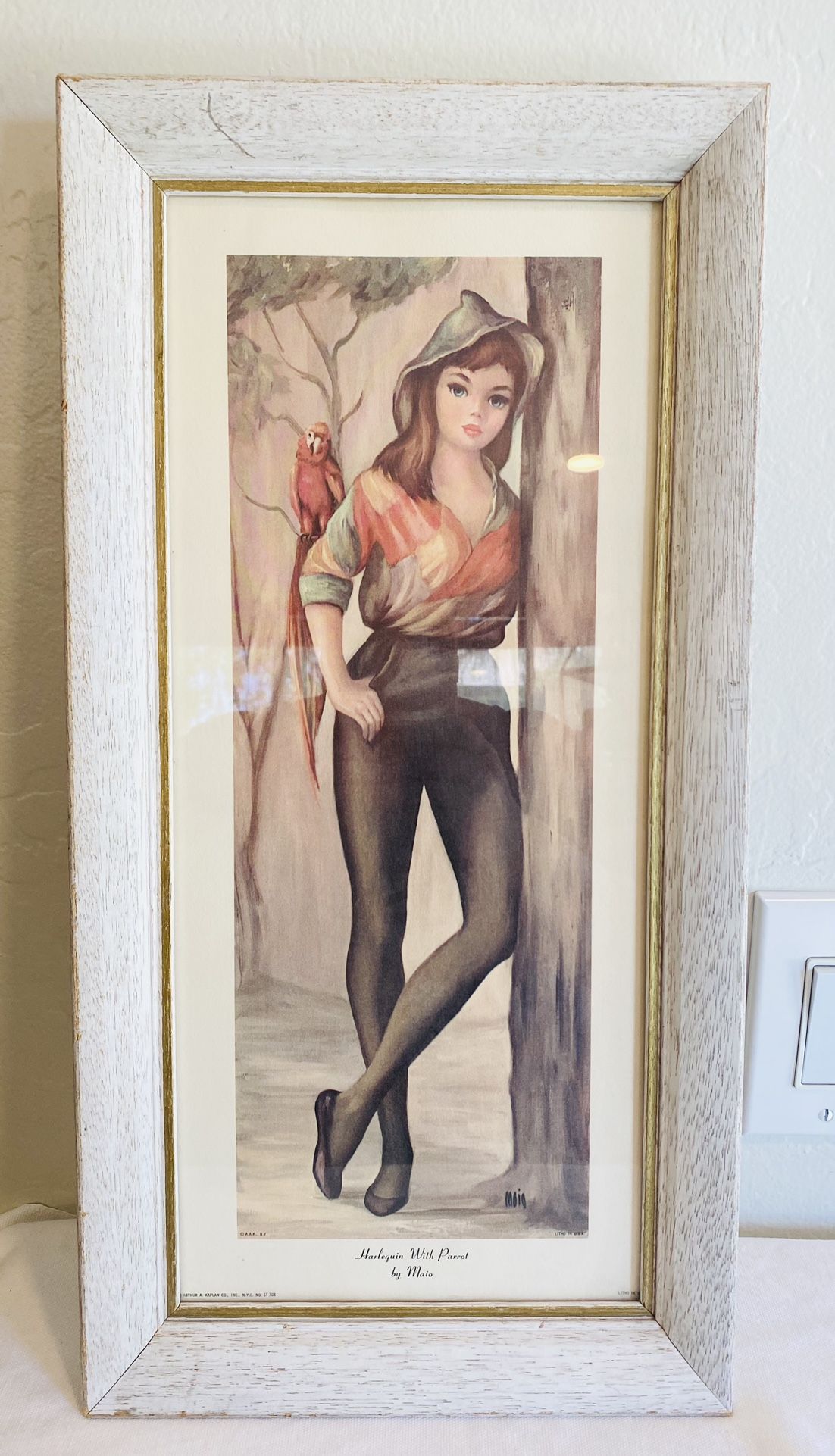 read- 1960's Maio Lithograph Harlequin with Parrot Jean Maio Stewart ...