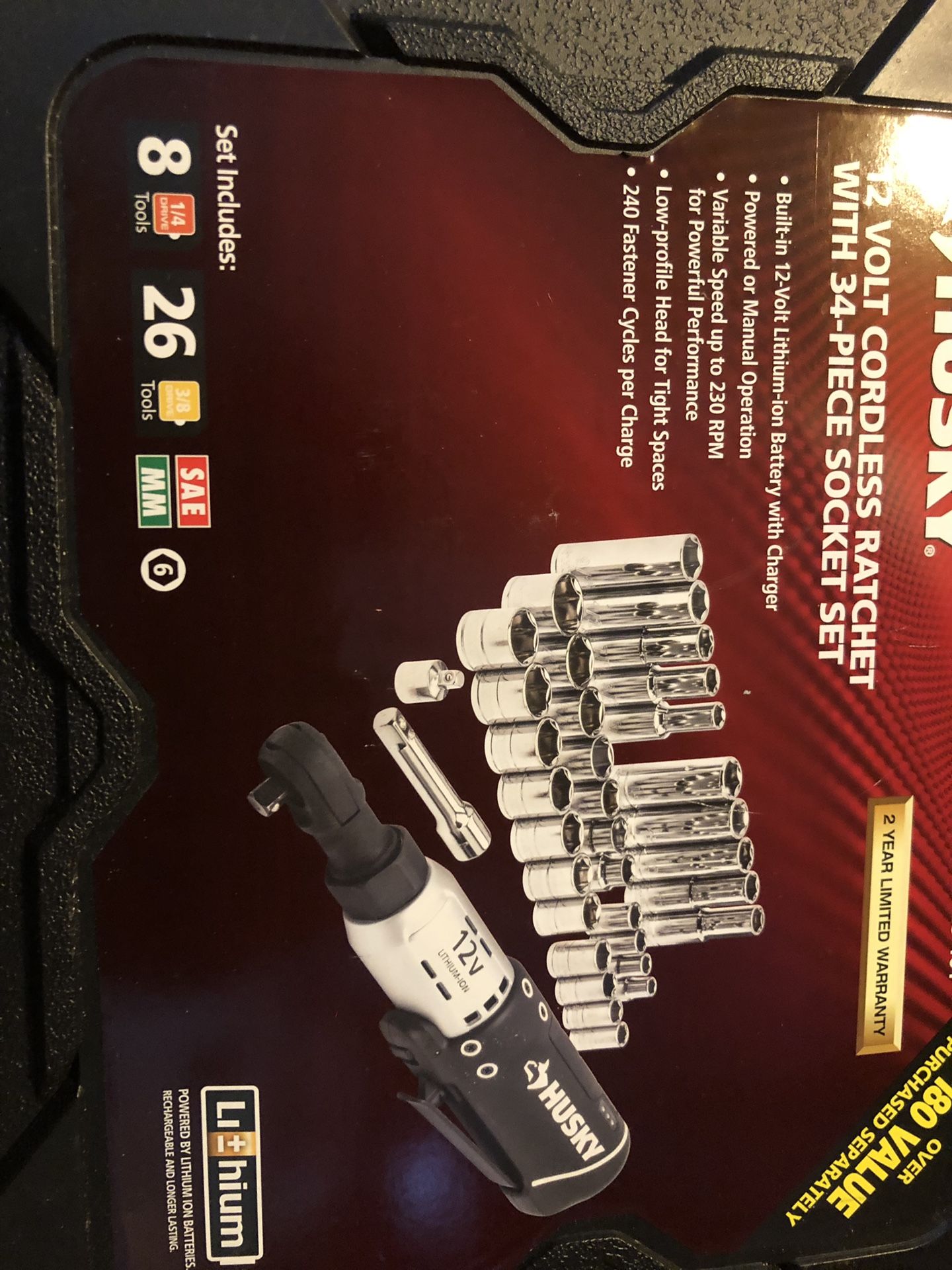 HUSKY 12 Volt 1 4 Drive Cordless Ratchet With 34 Piece Socket Set. New Sealed in the Package for Sale in Barrington IL OfferUp