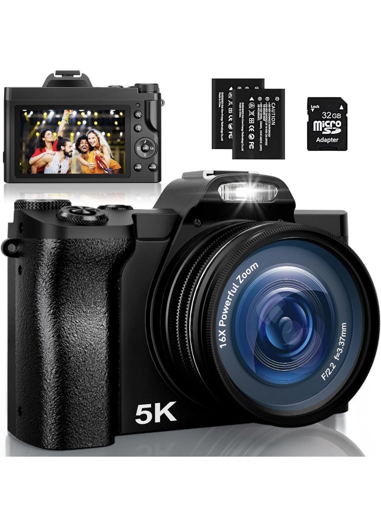 5K Digital Camera, WiFi Vlogging Camera with 32G SD Card, 48MP ...