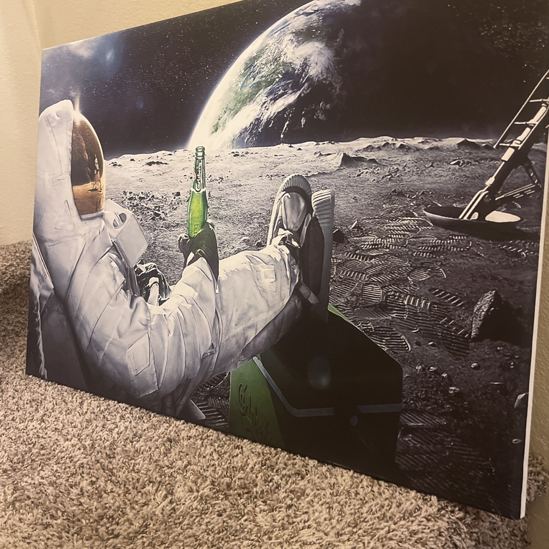 Astronaut On Moon Drinking