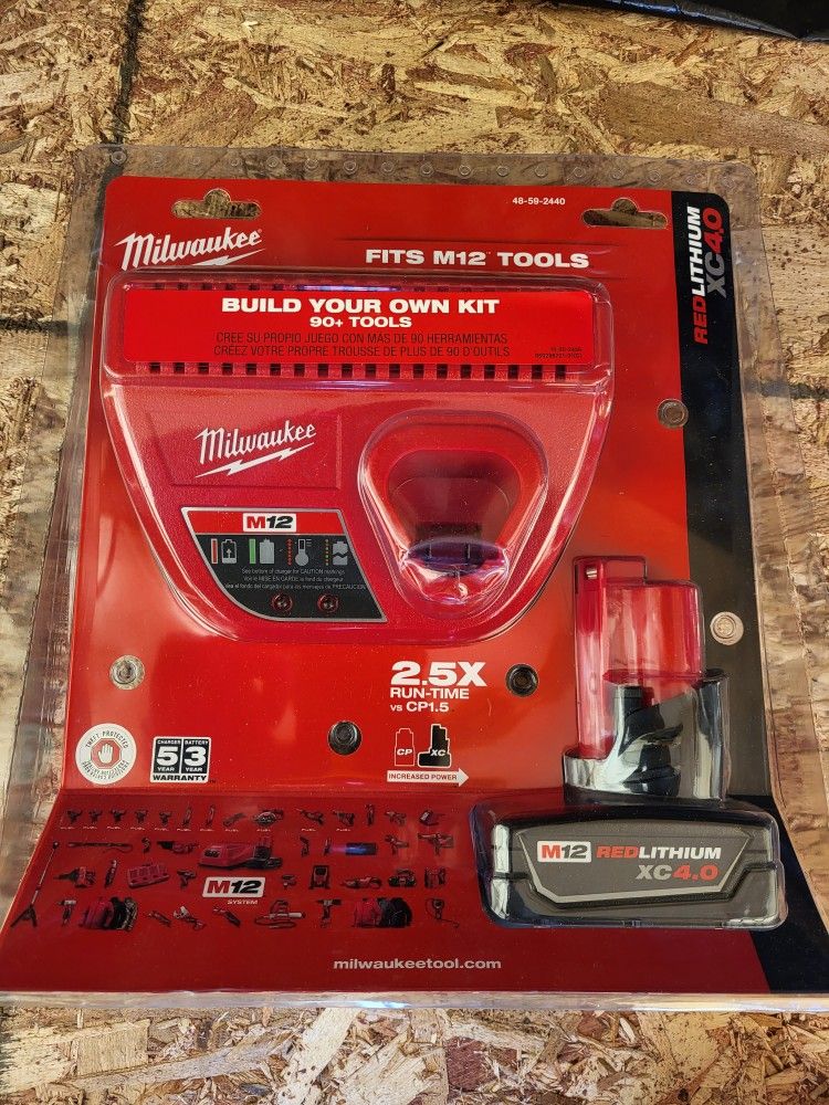 Milwaukee M12 12-Volt Lithium-Ion XC Battery Pack 4.0 Ah and Charger Starter Kit for Sale in ...