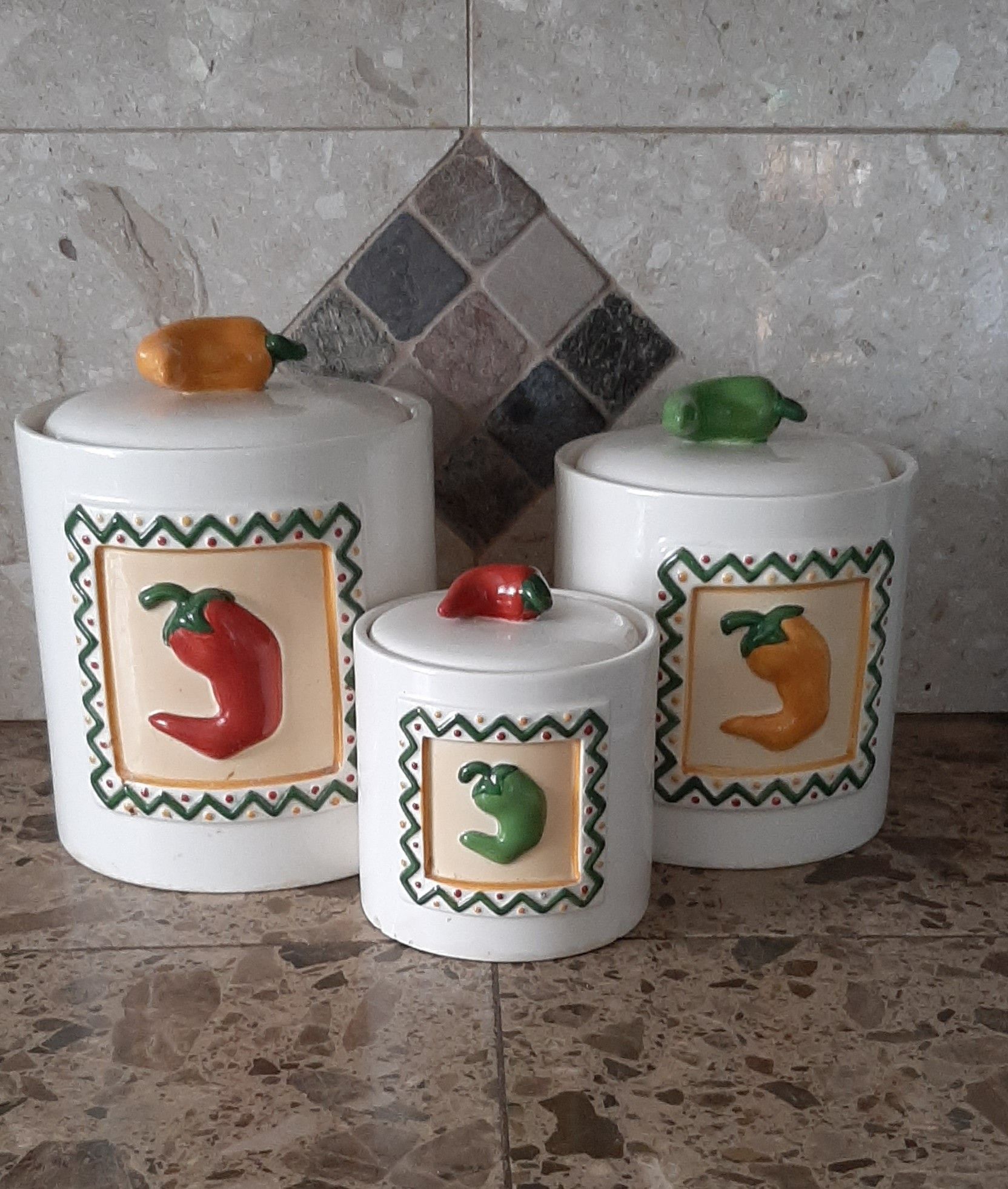 Clay Art - Chili Pepper 3 canisters for Sale in Wilmington, CA - OfferUp