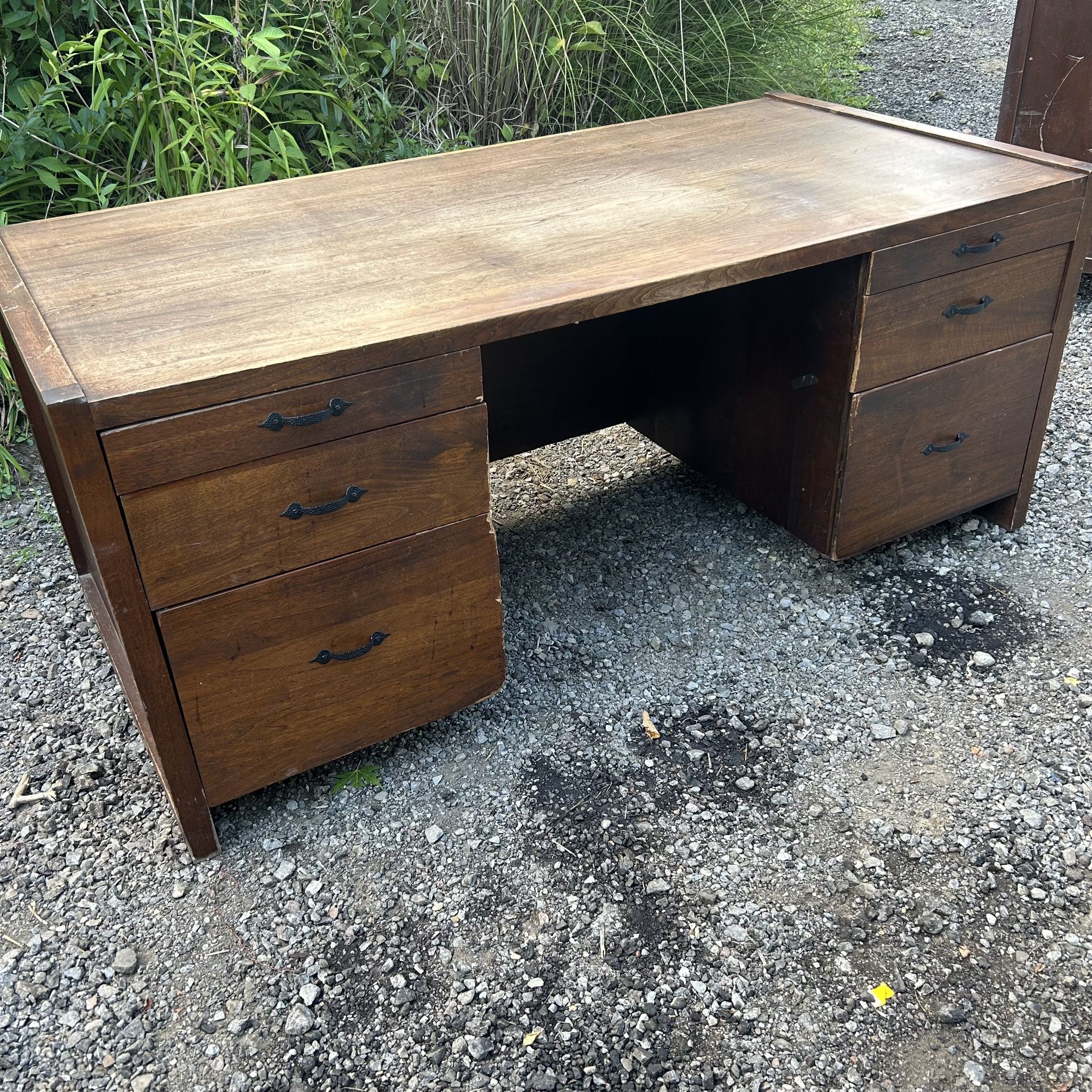 Custom Built Solid Wooden Desk Brown Drawers Home Office for Sale in ...