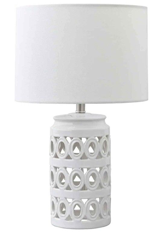 Stone & Beam Ceramic Geometric Cut-Out Table Desk Lamp With LED Light ...