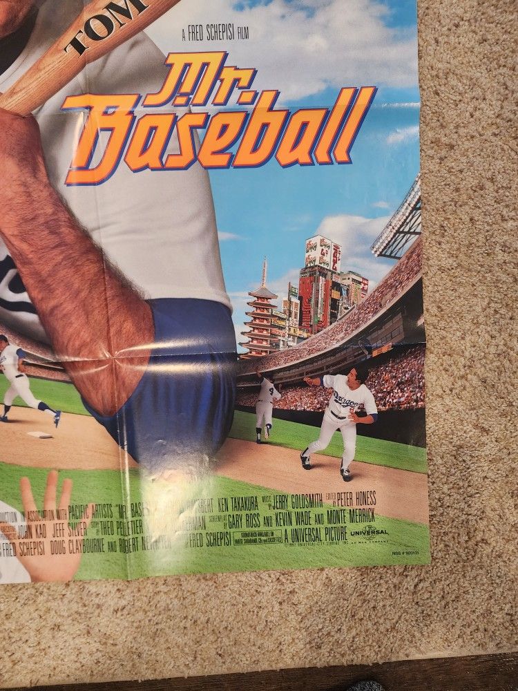 NEW OLD STOCK RARE MR. BASEBALL MOVIE POSTER ORIGINAL FINAL 27x40 TOM ...