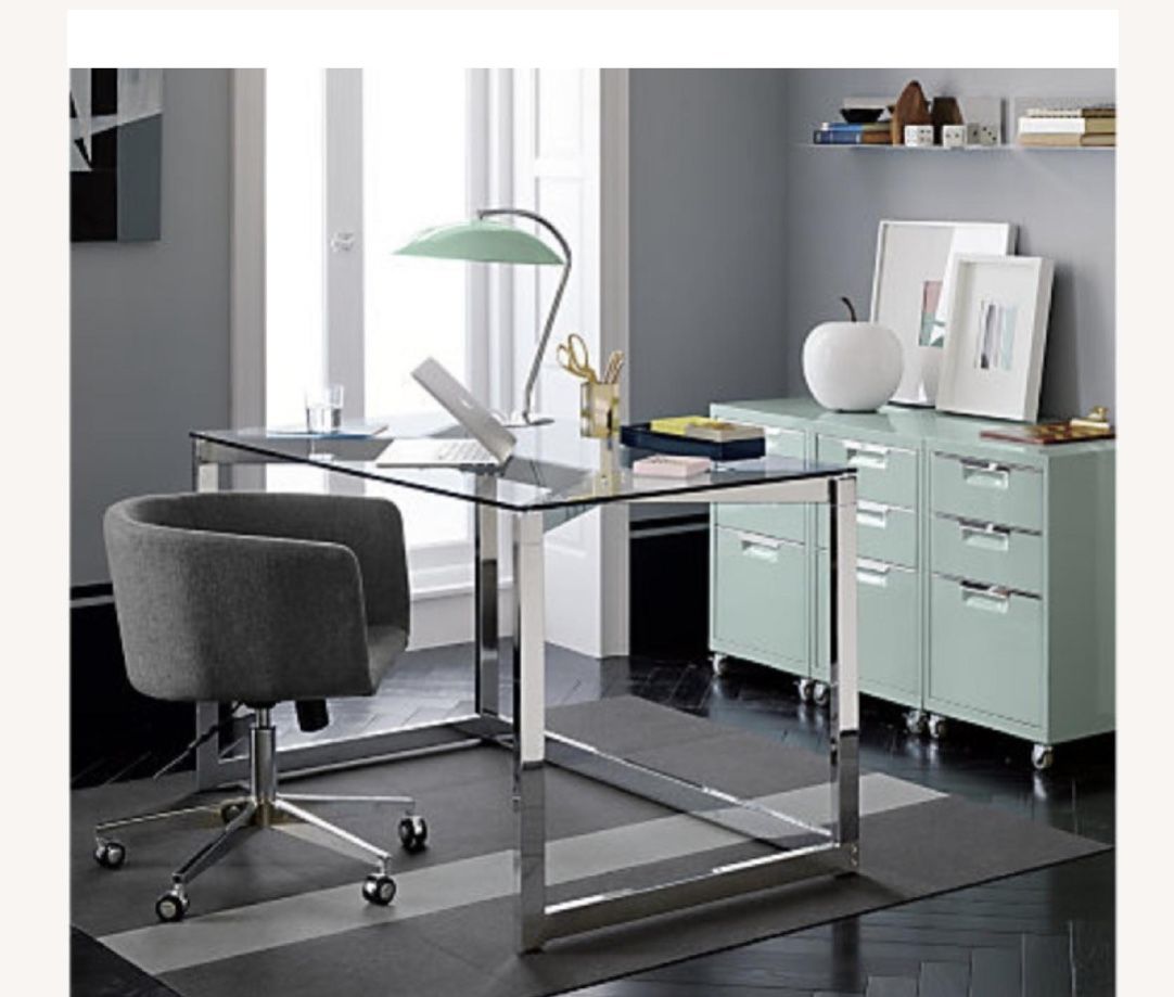 Desk - CB2 - Glass and Metal for Sale in Newport Beach, CA - OfferUp