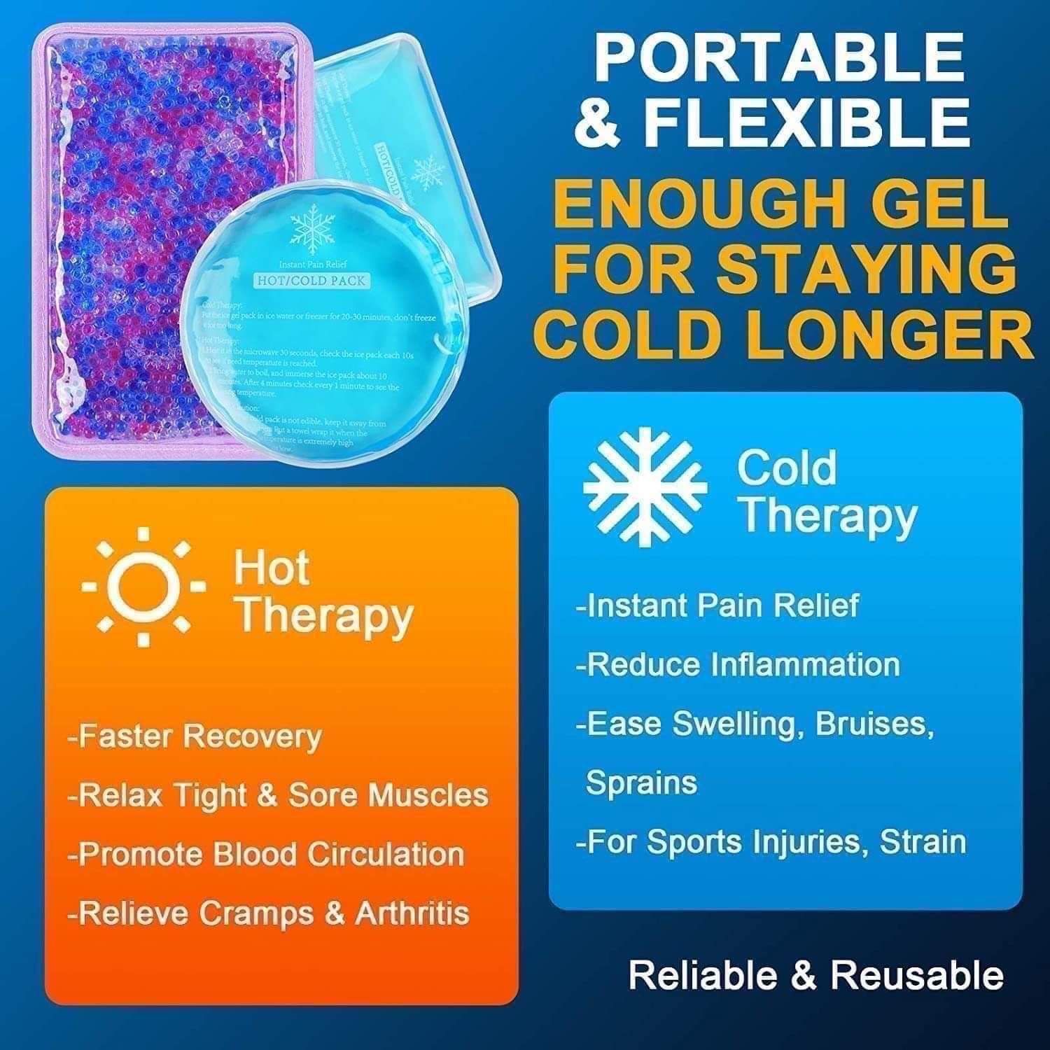 Reusable Gel Ice Pack With Cloth Backing 6 Piece Hot Cold Packs In 3 Reusable Gel Ice Pack With Cloth Backing 6 Piece Hot Cold Packs In 3