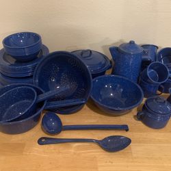 Blue Enamel Camping Cookware