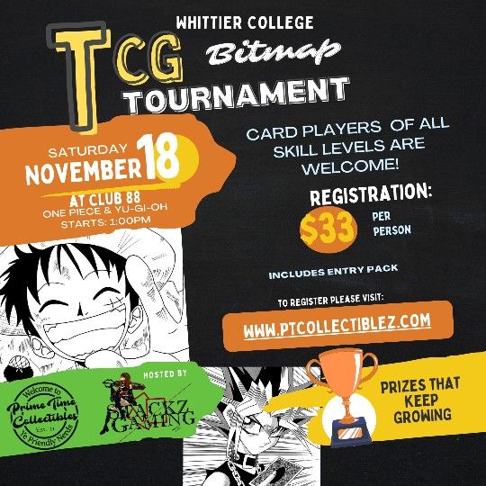 Bitmap Mini Con! Whittier College. One Piece, Yu-Gi-Oh, Pokemon, MTG ...