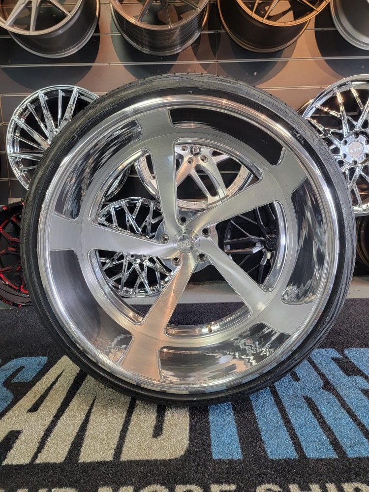 24” Inch Intro Twisted Rally Brushed Staggered 22x15 Rear 22x9 Front w ...