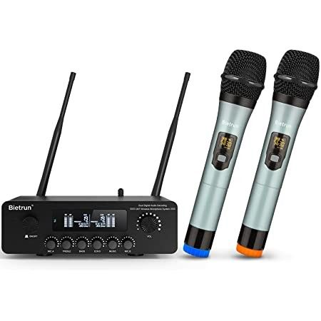 Bietrun WXM 15 UHF Wireless Microphone System Dual Digital Audio ...