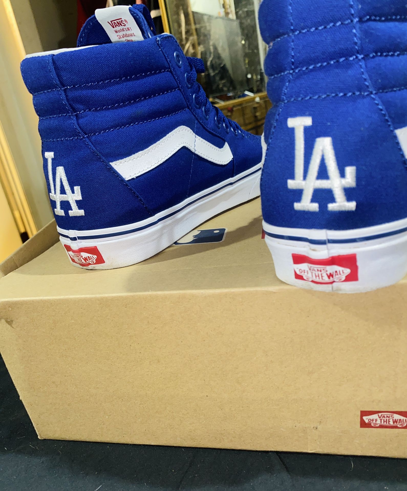 Vans Old Skool Sk8 Hi MLB LA Dodgers Blue Canvas Sneakers, LA Logo on ...