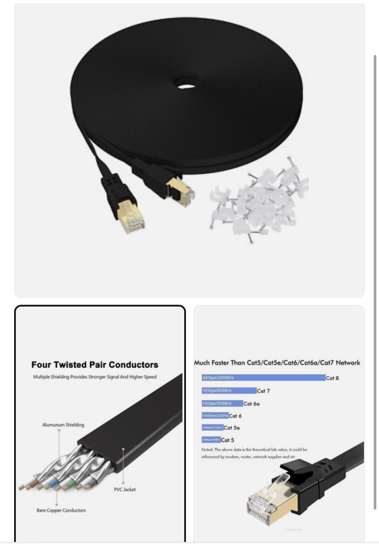 Jadaol Ethernet Cable Cat6 100ft Indoor / Outdoor – Black for Sale in ...