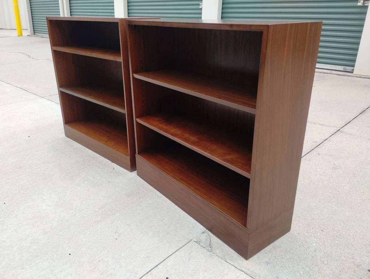 (4) Vintage 3ft Tall Walnut Bookcases w/2 Adj Shelves - Made in NC! for ...