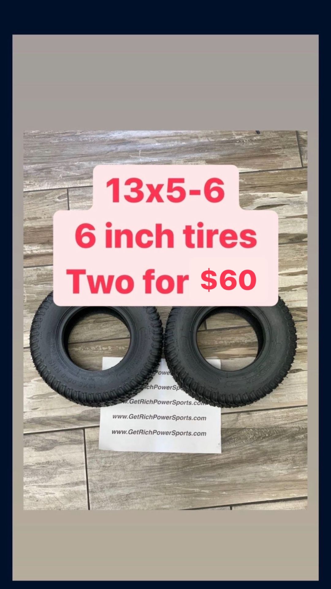 Mini Bike Go Kart New Tires 13/5-6 13x5-6 6 inch Tire TWO For $50 ...