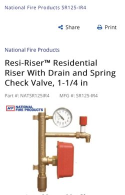 Residential Riser With Drain And Spring Check Valve for Sale in Anaheim ...