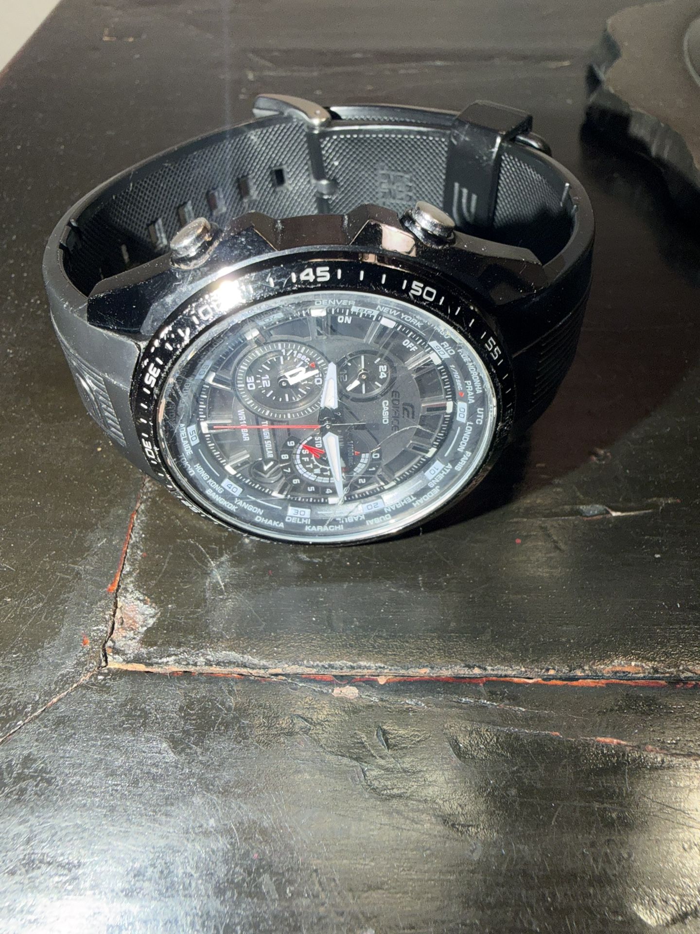 CASIO EDIFICE EQS-500 Black Solar Automatic Men's Watch From JAPAN for ...