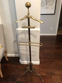 Vintage Brass Clothing Valet Butlers Rack Dressing Stand Coat Hat Suit ...