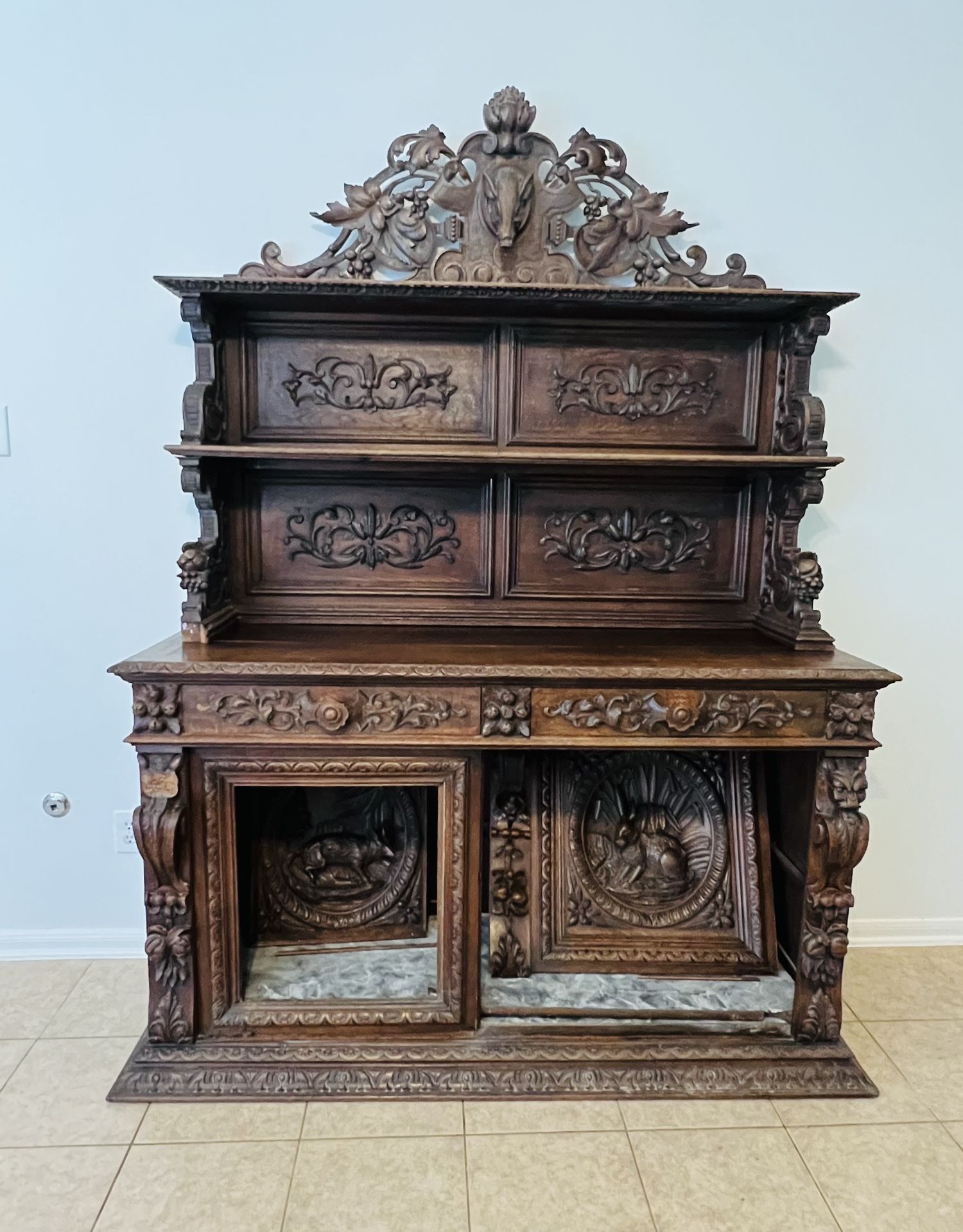 Antique Grand Buffet Highly Carved Wild Animals for Sale in Cypress, TX ...