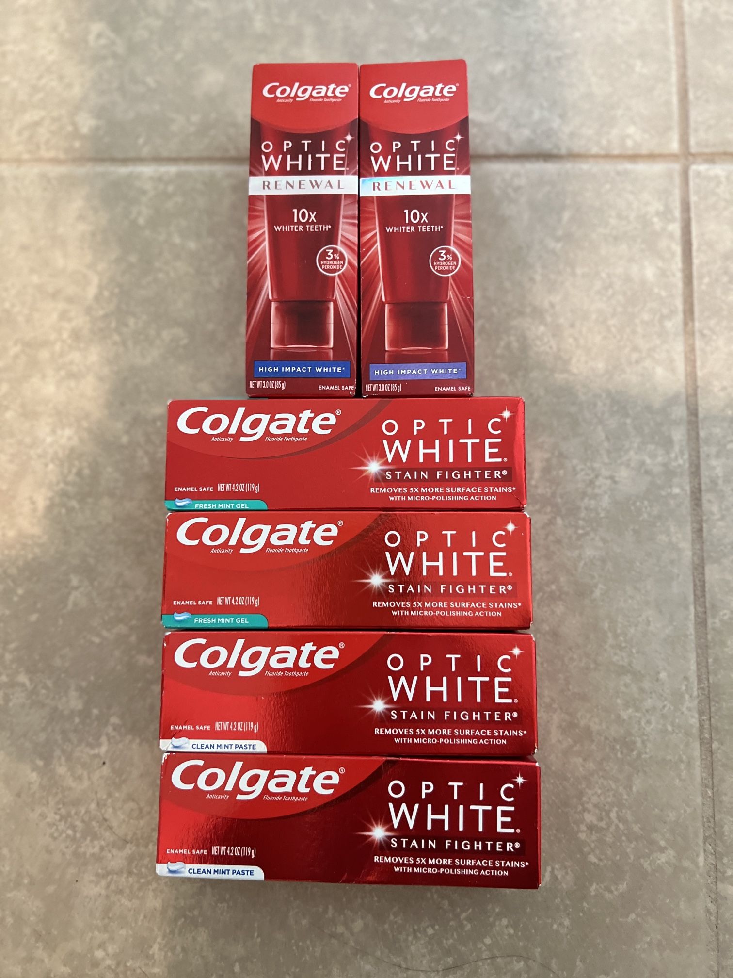 Bundle Lot Colgate Toothpastes Optic White Stain Fighter and Renewal ...