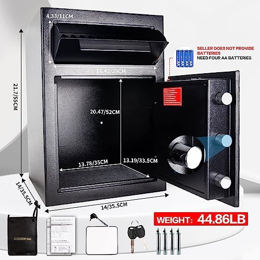 2.5 Cub Security Business Safe and Lock Box Wwith Digital Keypad,Drop ...
