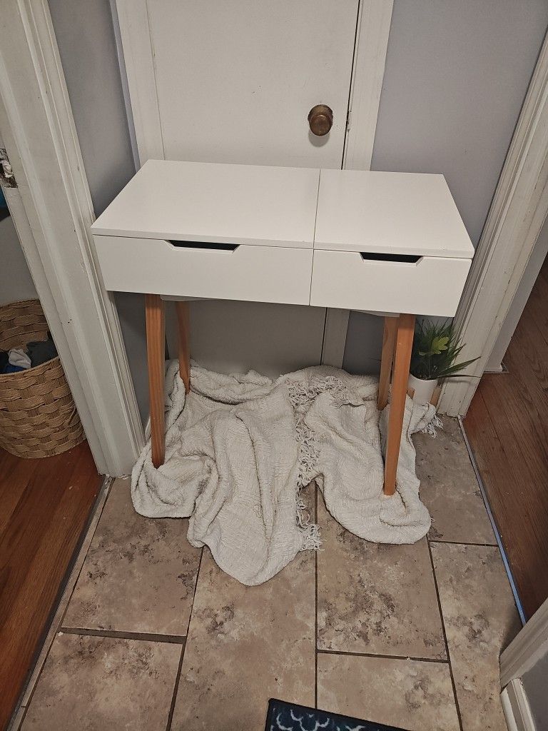 Flip-Top Vanity Desk With Natural Wood Legs for Sale in Southington, CT ...