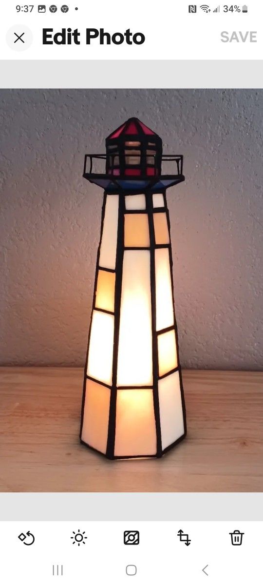 Tiffany-style Stained Glass Lighthouse Night Light Lamp 10" for Sale in ...