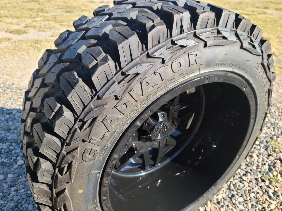 Set Of Five 37" Gladiator tires on 22" scorpion wheels for Sale in Camp ...