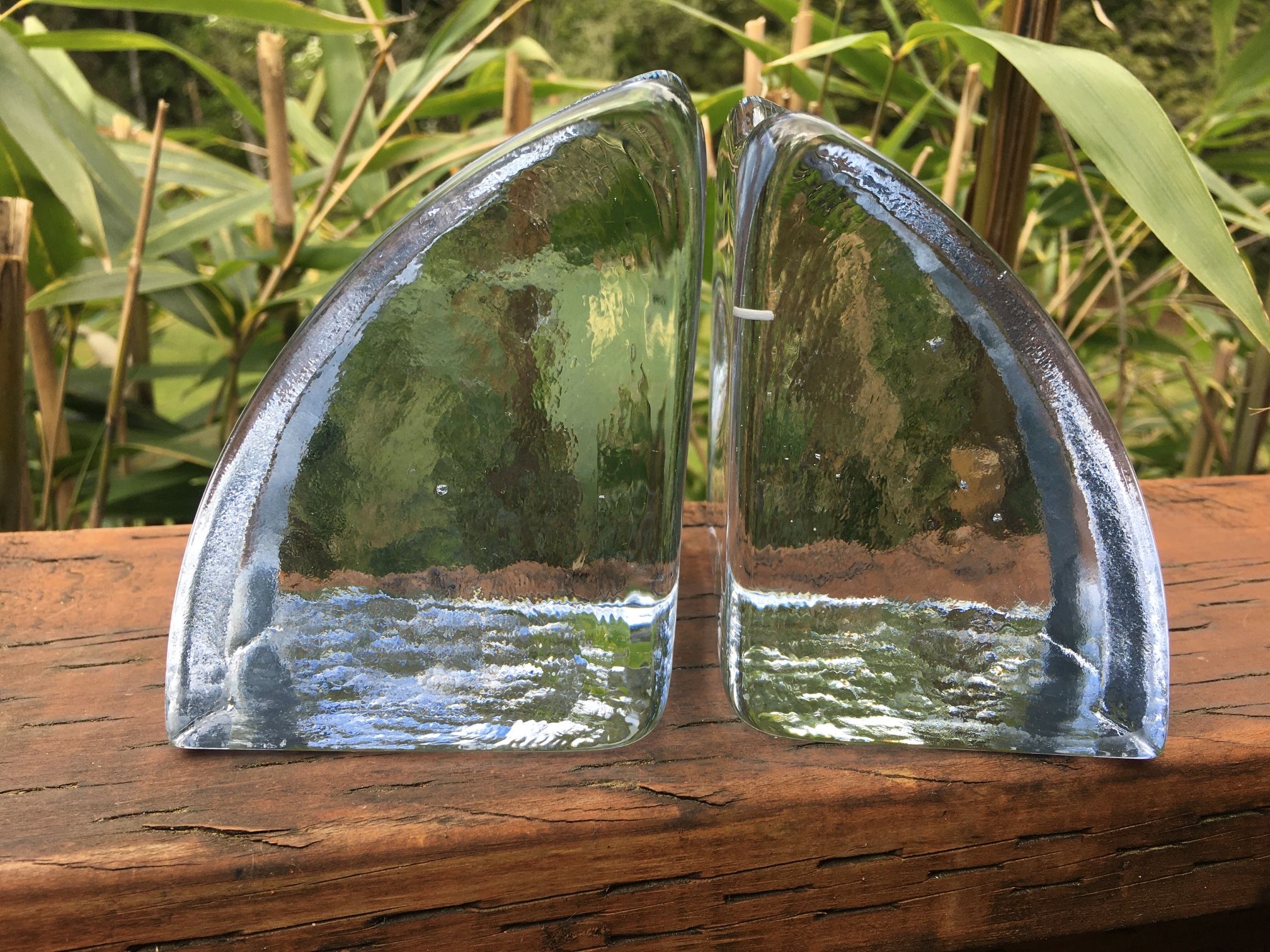 Vtg Blenko Ice Block Waterfall MCM Art Clear Glass Bookends for Sale in ...