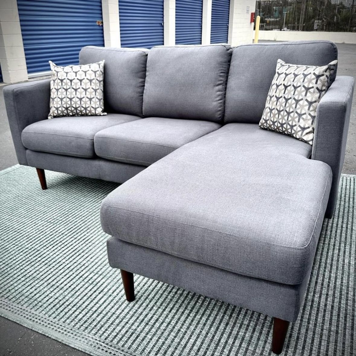 Gray 80” Reversible Chaise Sectional Sofa from Rivet Revolve for Sale ...