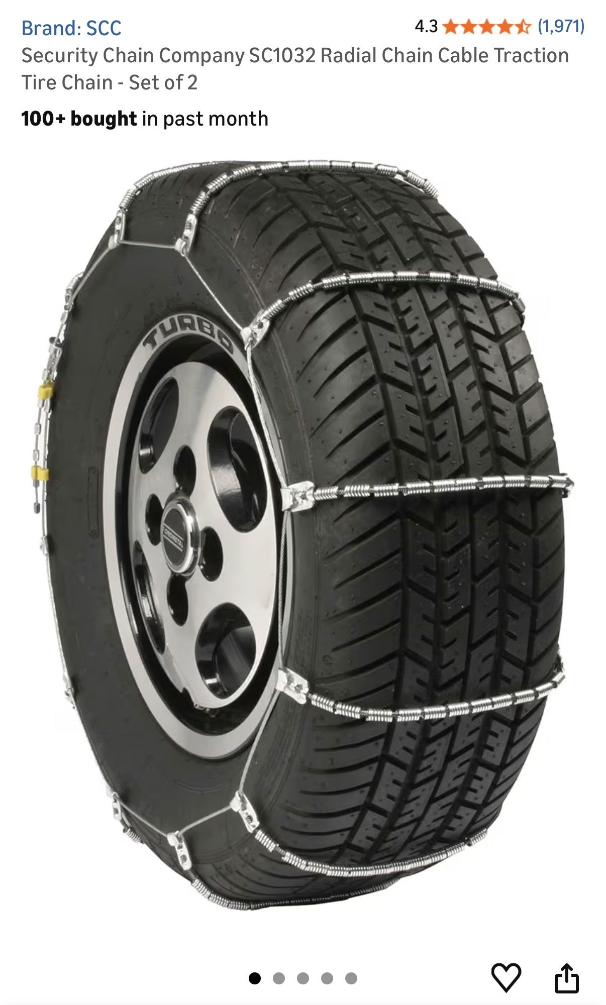 Snow Chain SC1032 Radial Chain Cable Traction Tire Chain - Set of 4 for ...