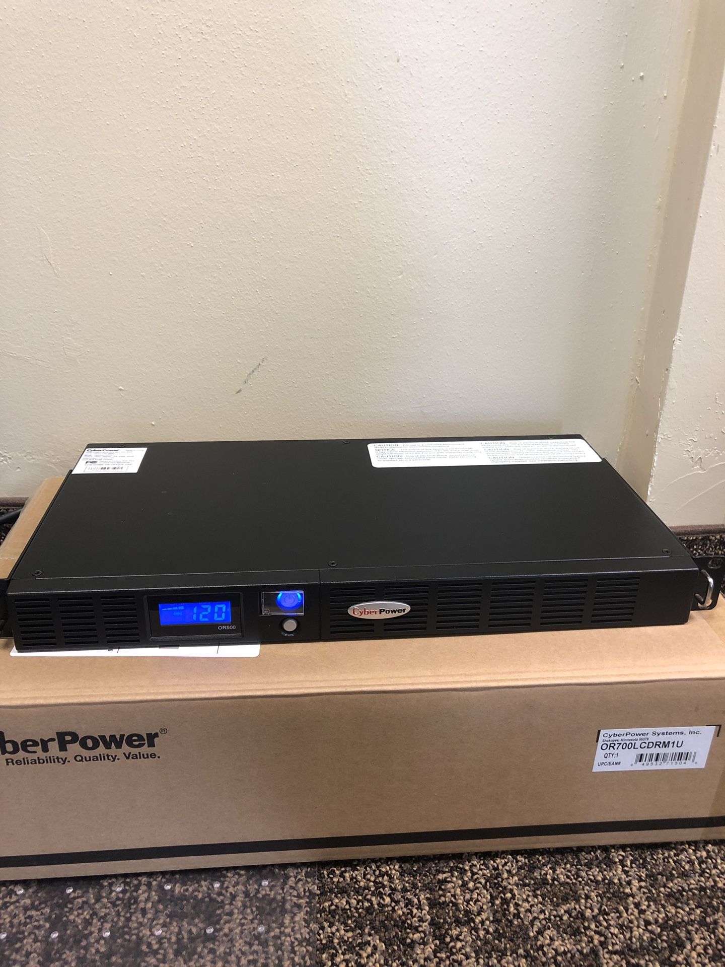 CyberPower OR500LCDRM1U Smart App LCD UPS System, 500VA/300W, 6 Outlets ...