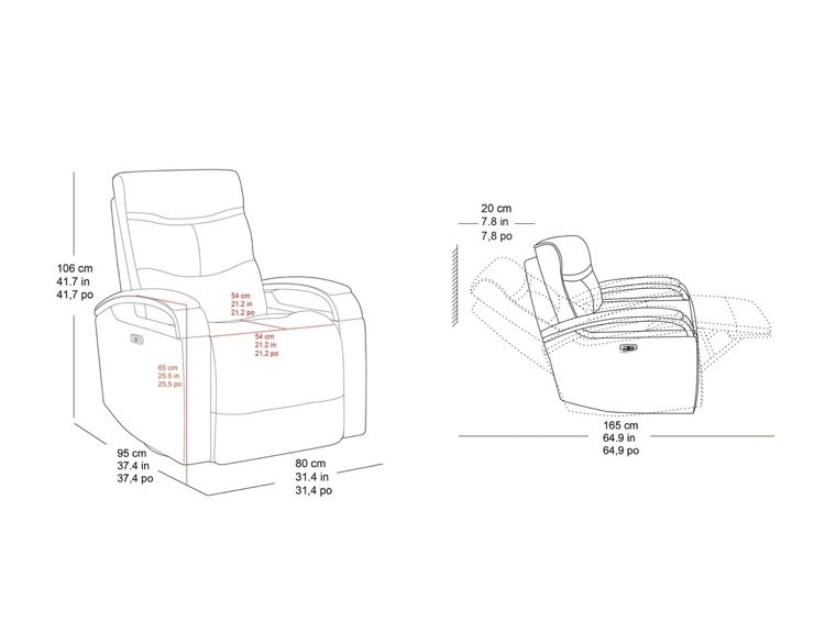 Canmore Leather Power Recliner with Power Headrest, Retail $699 Chairs