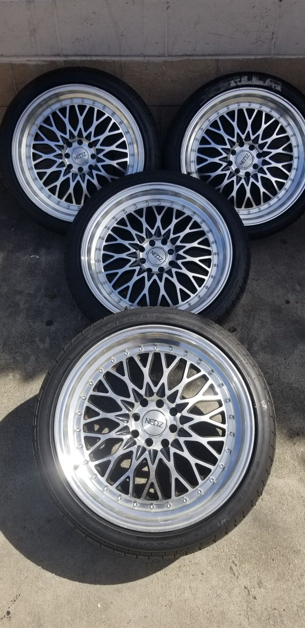 18" inch neoz racing rims 4 lug universal 4x100 and 4x114.3 for Sale in ...