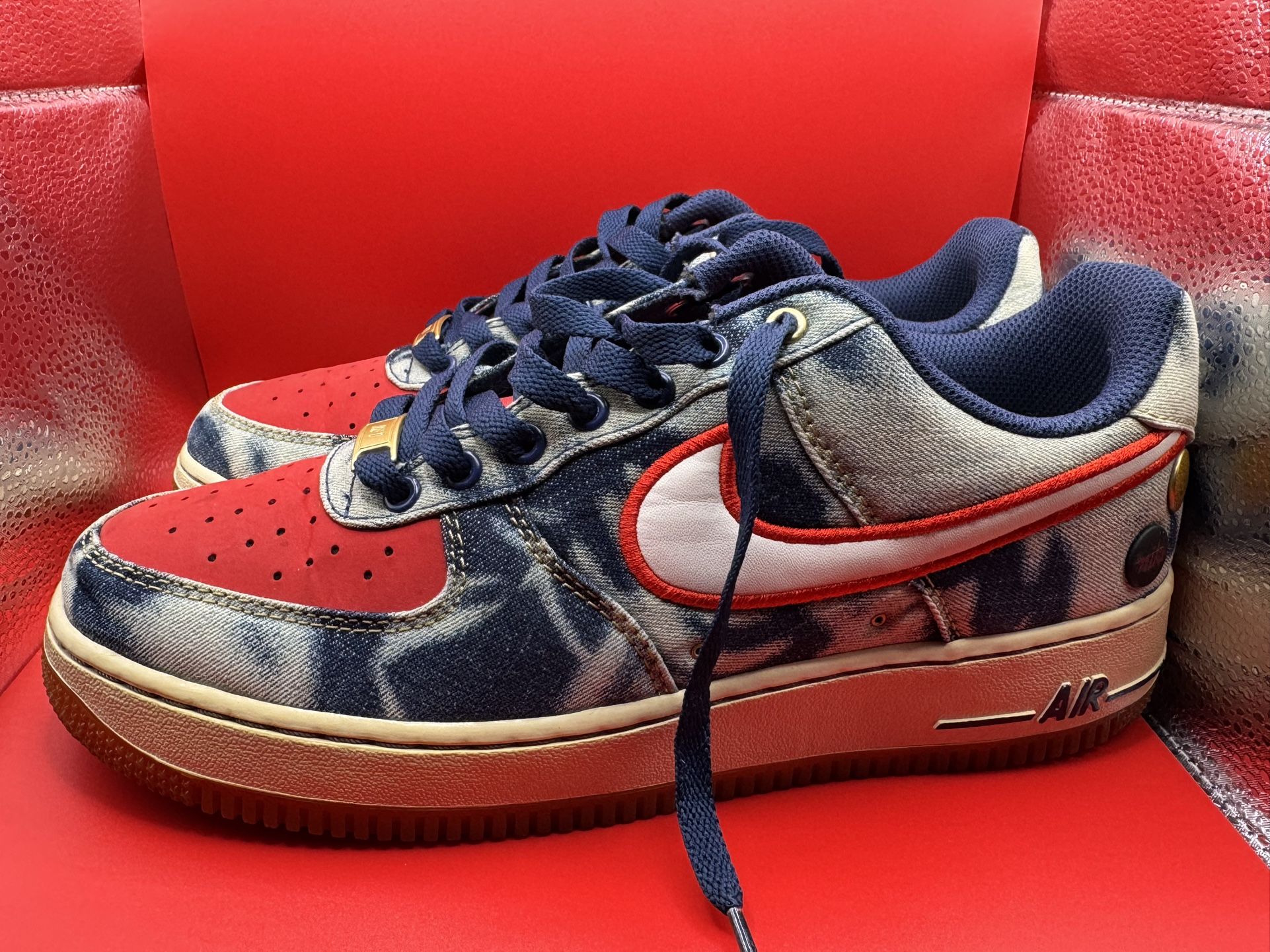 Nike Air Force 1 Blue Red Denim Af1 for Sale in Oakley, CA - OfferUp